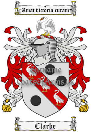 Clarke (England) Coat of Arms (Family Crest) PNG Instant Download