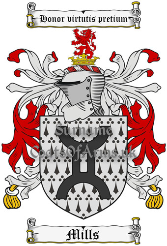 Mills (English) Coat of Arms (Family Crest) PNG Instant Download