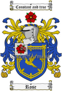 Rose (England) Coat of Arms (Family Crest) Instant PNG Image Download