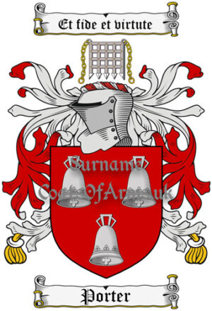 Porter (Ireland) Coat of Arms (Family Crest) Instant PNG Image Download