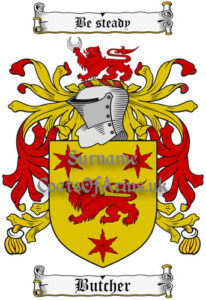 Butcher (England) Coat of Arms (Family Crest) Image Download
