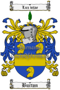 Burton (England) Coat of Arms (Family Crest) Image Download