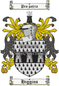 Higgins (Irish) Coat of Arms (Family Crest) Instant Image Download