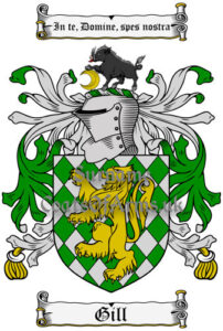 Gill (English) Coat of Arms (Family Crest) Image Digital Download