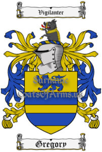 Gregory (English) Coat of Arms (Family Crest) Instant Download