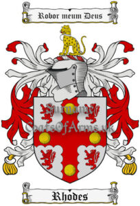 Rhodes (English) Coat of Arms (Family Crest) Image Download